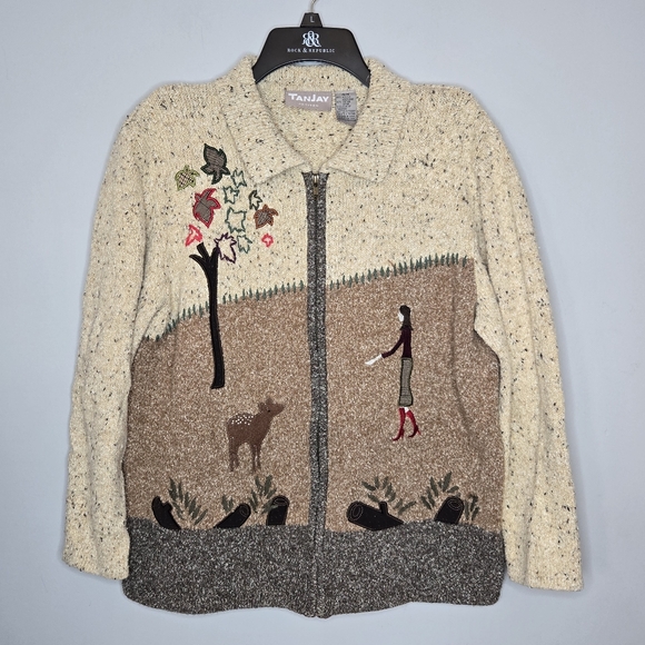 TanJay | Sweaters | Vintage Tanjay Novelty Sweater Zip Up Cardigan ...